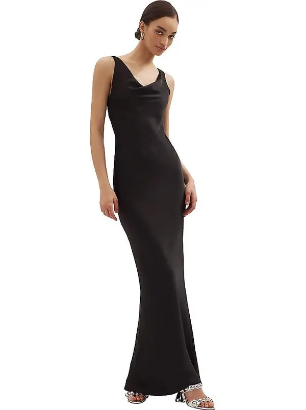 Norma Kamali Maria Cowl-neck Satin Maxi Dress - Black