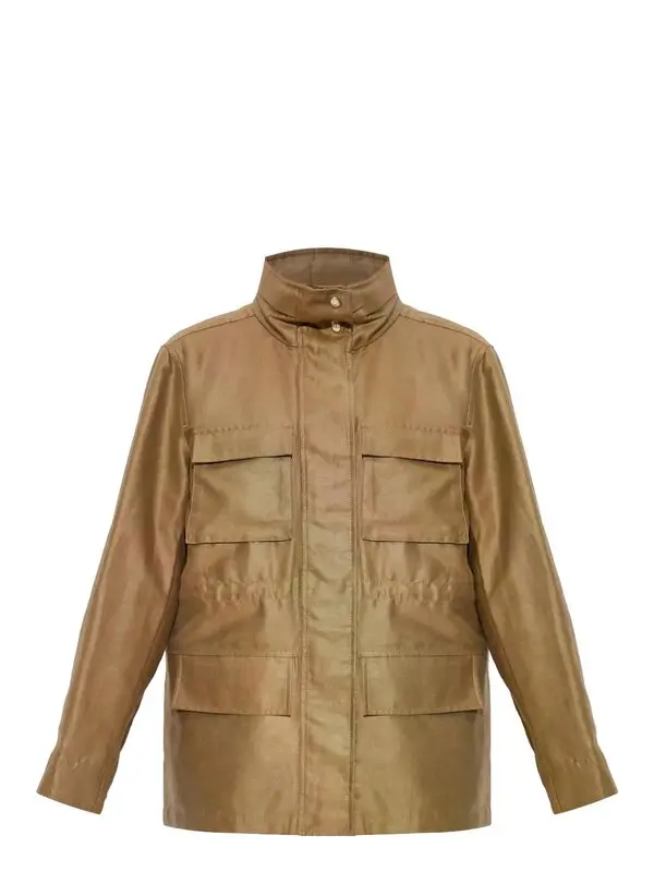 Moncler Linen Utility Jacket - Brown