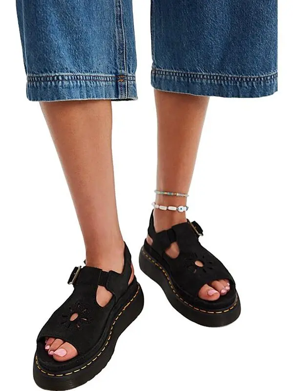 Dr. Martens Dunnet Flower Sandals - Black