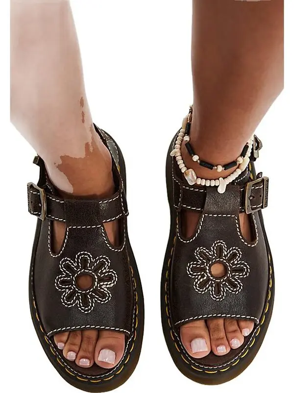 Dr. Martens Dunnet Flower Sandals - Kelp Brown