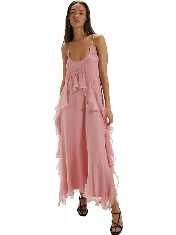 NIGEL PRESTON Floating Angel Chiffon Maxi Dress - Foxglove