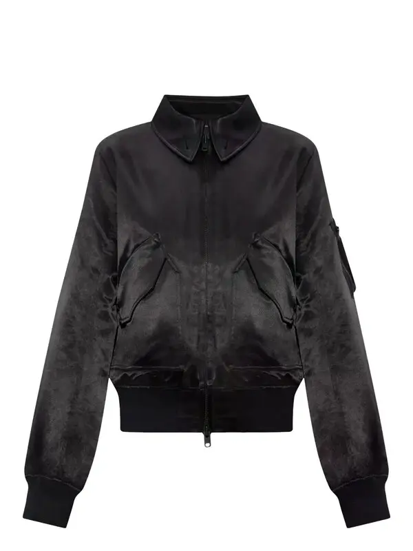 Y3 Satin Zip-up Bomber Jacket - Black