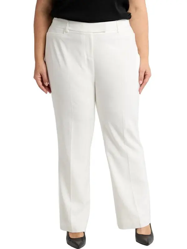 TAHARI ASL Bird Eye Straight Leg Pants - White