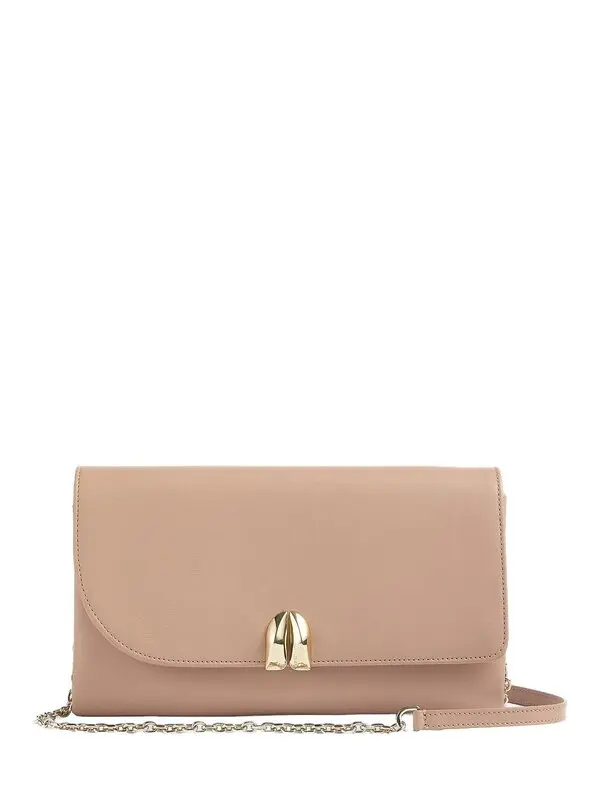 LK BENNETT Aria Curve Flap Clutch - Trench