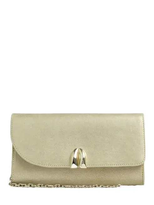 LK BENNETT Florence Curve Flap Leather Clutch - Soft Gold