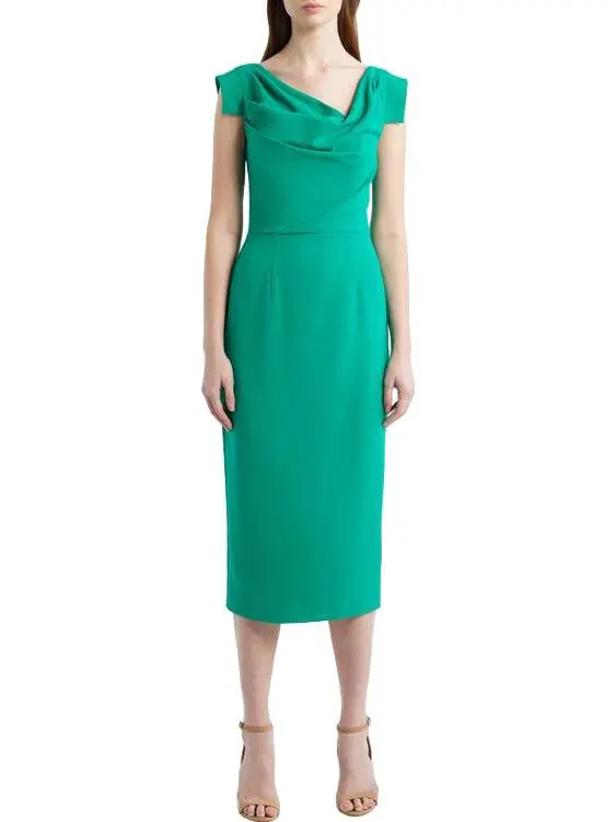 Black Halo Jacqueline Midi Gabardine Sheath Dress - Agave Green
