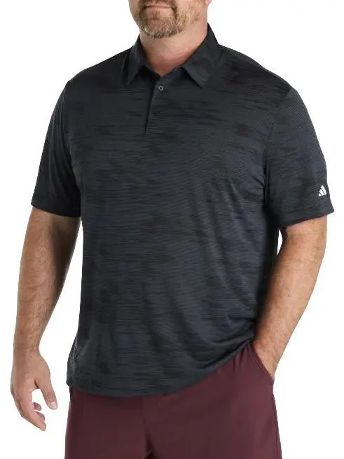 Adidas Big & Tall Ultimate Textured Stripe Polo Shirt - Black