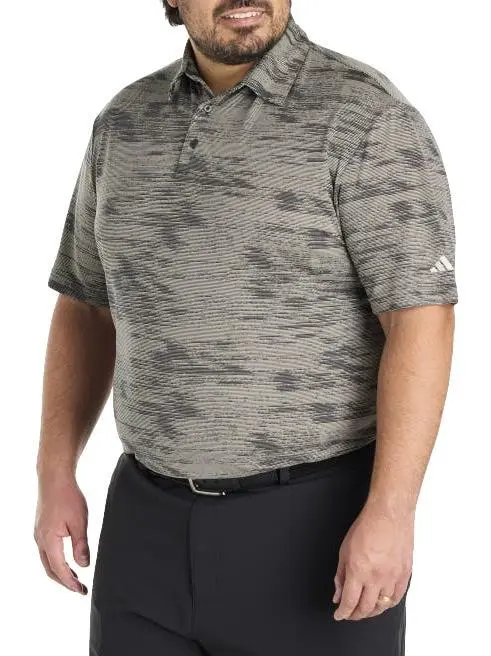 Adidas Big & Tall Ultimate Textured Stripe Polo Shirt - Carbon Black