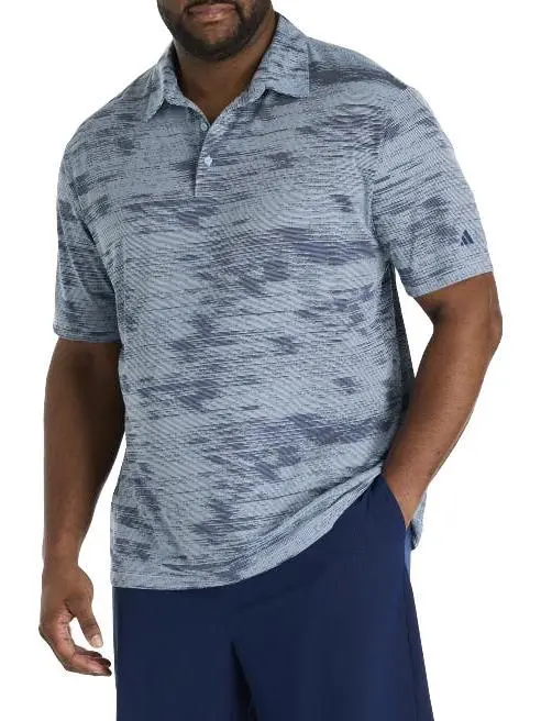 Adidas Big & Tall Ultimate Textured Stripe Polo Shirt - Wonder Blue