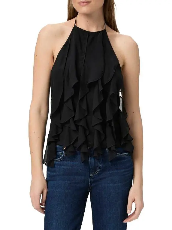Paige Ciao Ruffle Halter Top - Black
