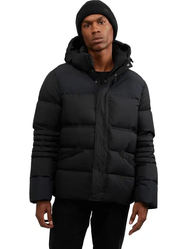 Pajar Titan Mixed Media Puffer Jacket With Removable Hood - Black