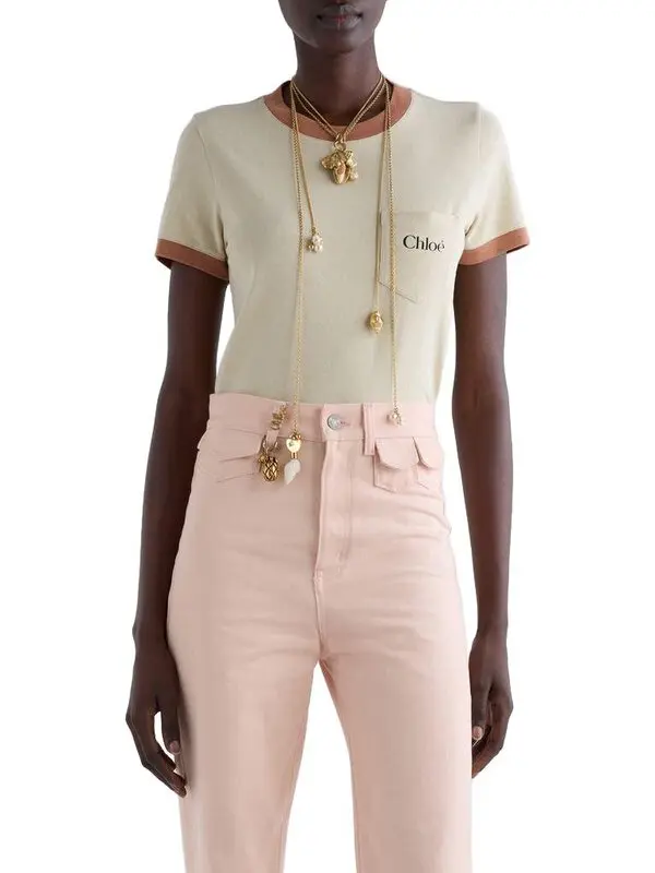 Chloé Cotton Ringer T-shirt - Blossom Beige