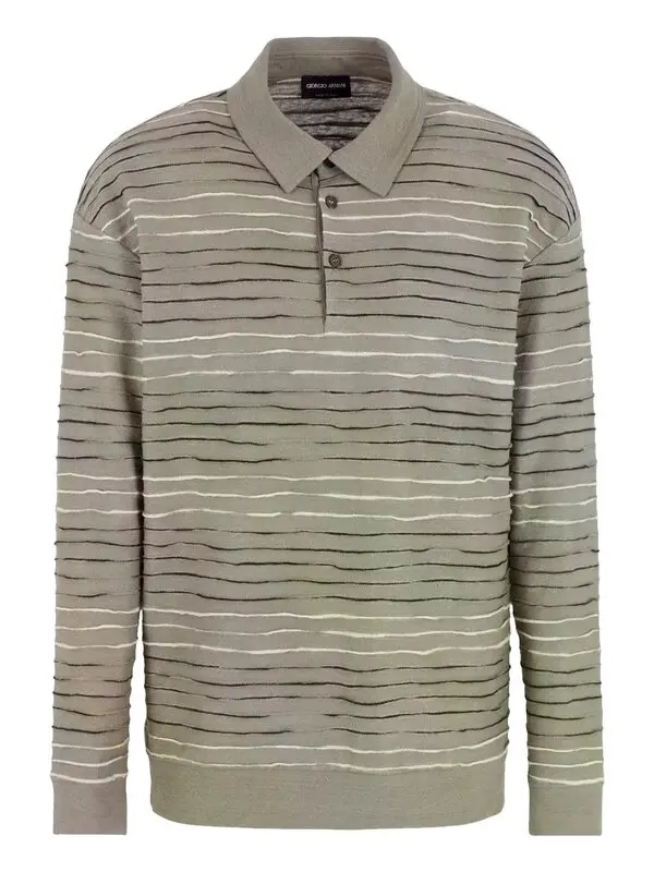 Giorgio Armani Striped Linen-blend Polo Shirt - Neutrals
