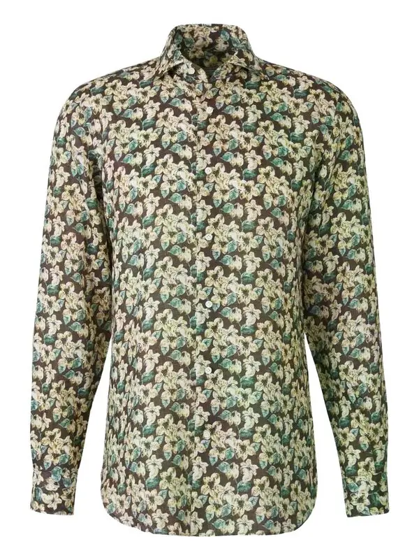 VINCENZO DI RUGGIERO Floral-print Long-sleeve Shirt - Green