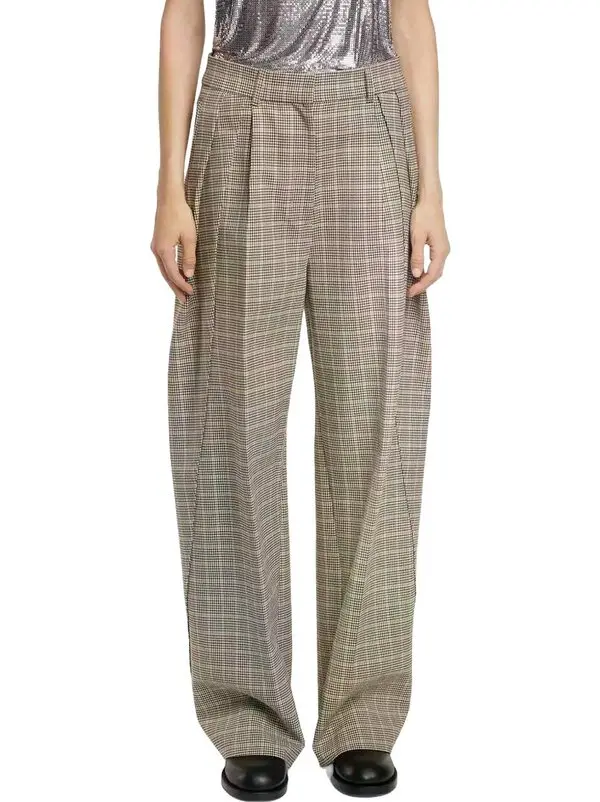 Rabanne Checked Pleated Trousers - Neutrals