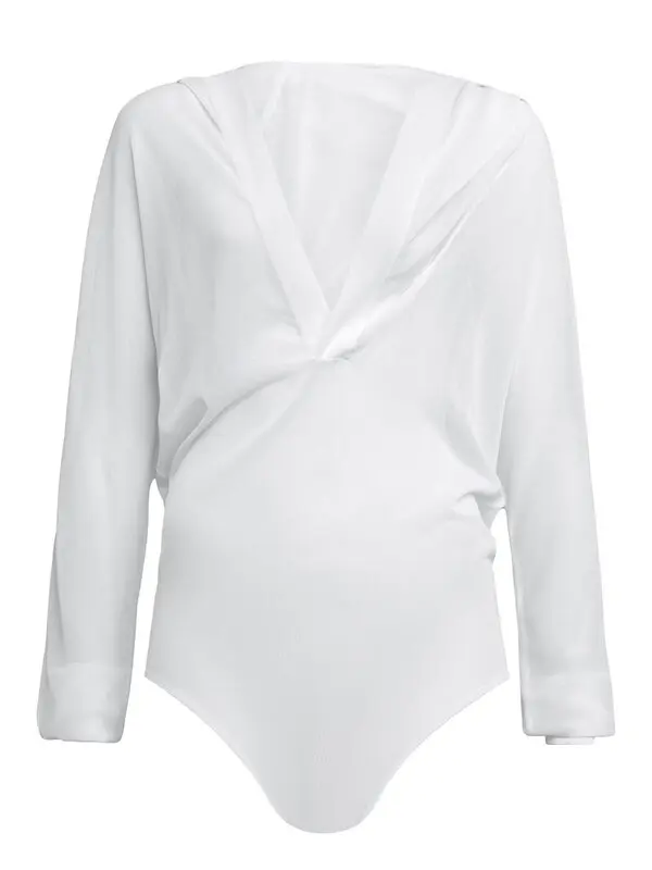 Alaïa Hooded Knit Bodysuit - White
