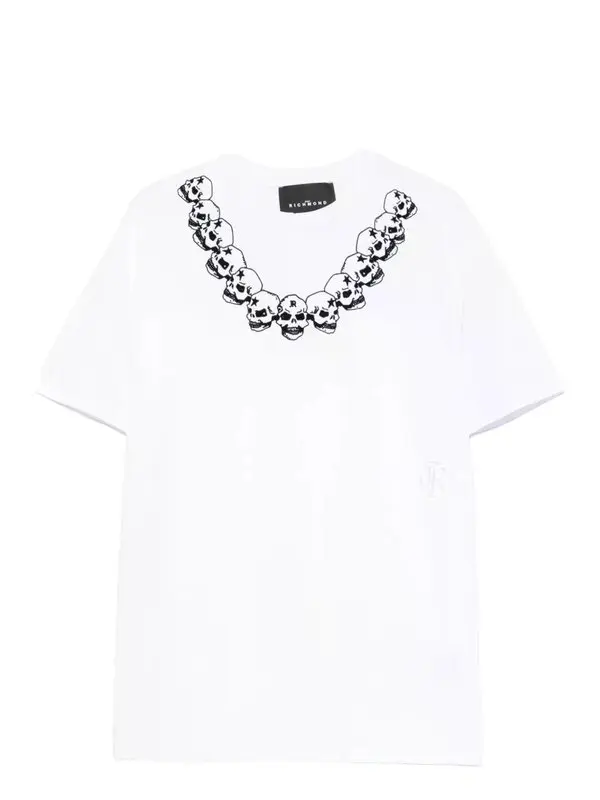 John Richmond Flocked-skull T-shirt - White
