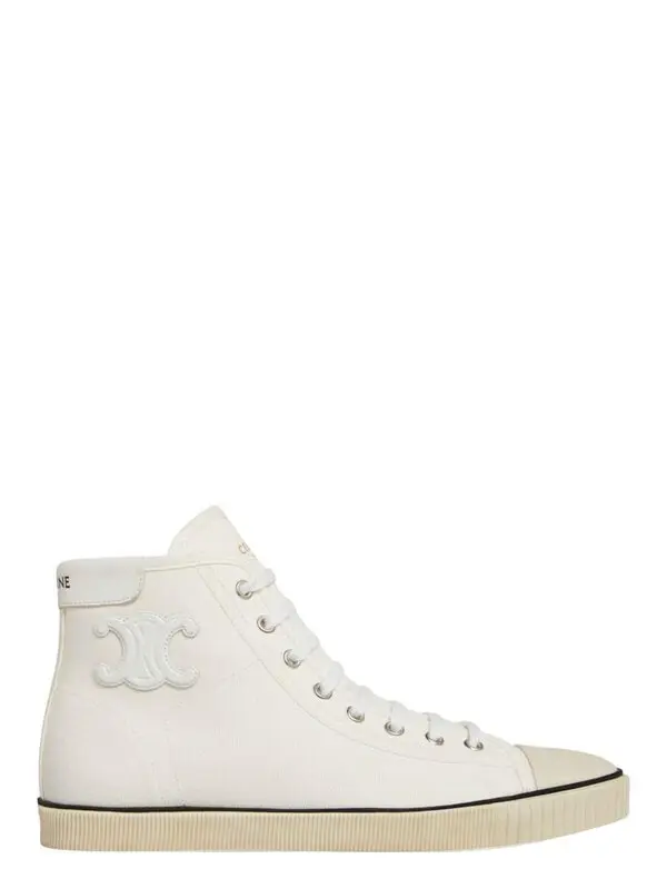 Celine Blank Mid Lace Up Sneakers - Off White