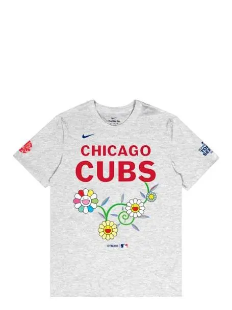Nike X Takashi Murakami X Mlb World Tour Tokyo Series 2025 Cubs Short Sleeve Tee Shirt - Grey
