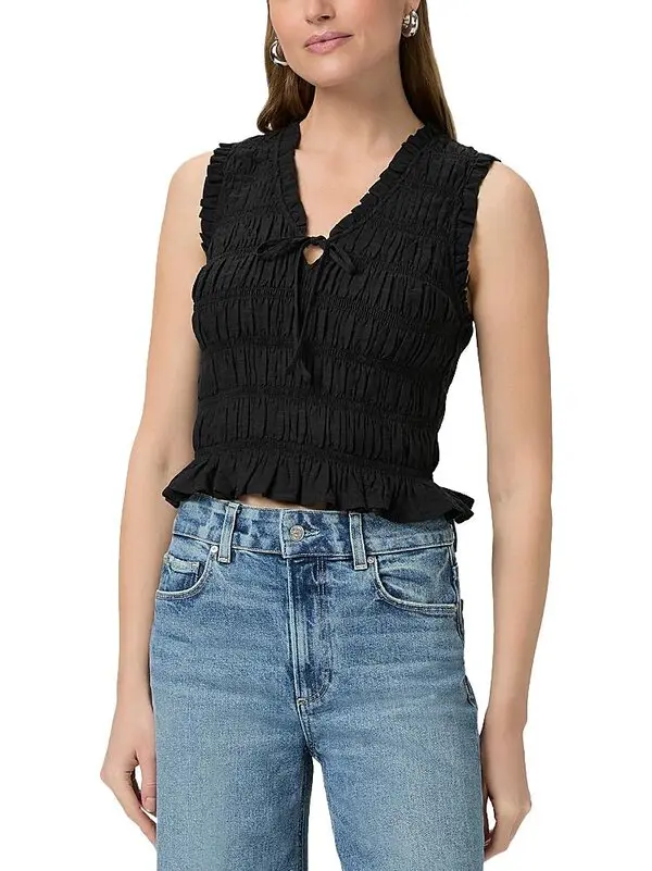 Paige Devi Smocked Top - Black