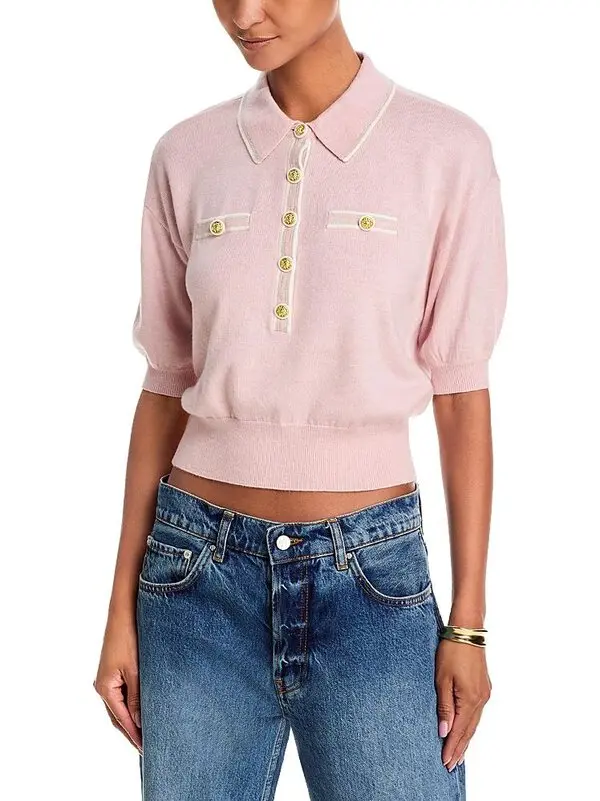 L'Agence Masaki Collared Sweater - Nectar Pink/ivory/gold