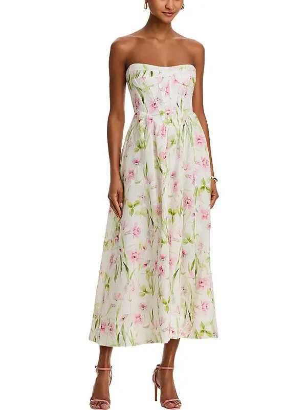 Bardot Lola Floral Corset Midi Dress - Summer White Floral