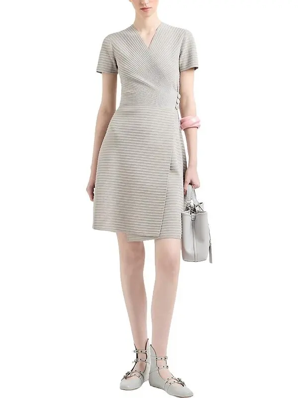 Emporio Armani Striped Wrap Dress - Grey/beige