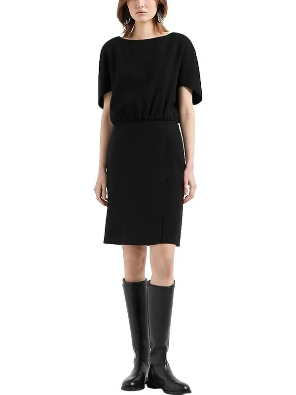 Emporio Armani Batwing Sleeve Techno Cady Dress - Black