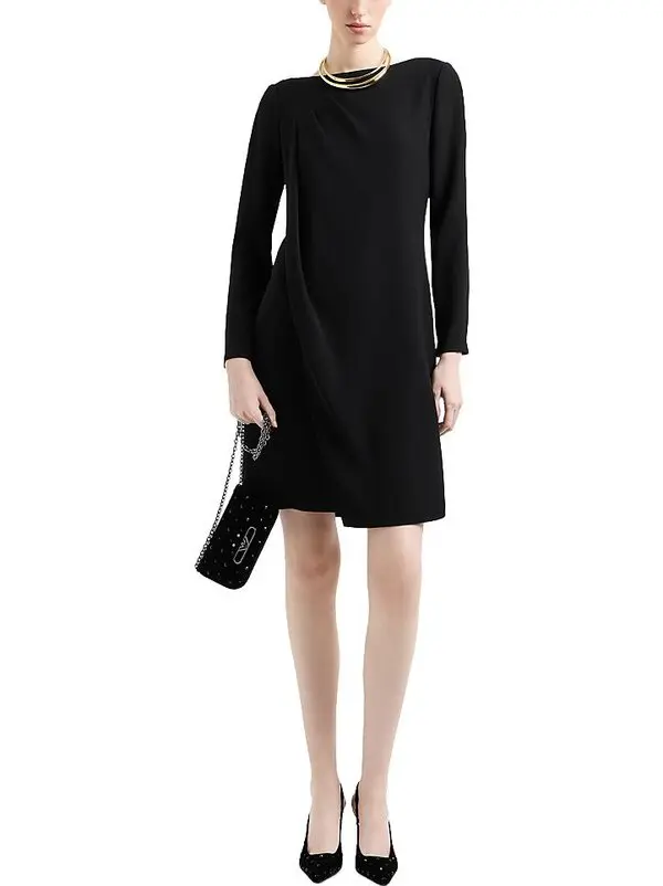 Emporio Armani Pleated Shoulder Sheath Dress - Black