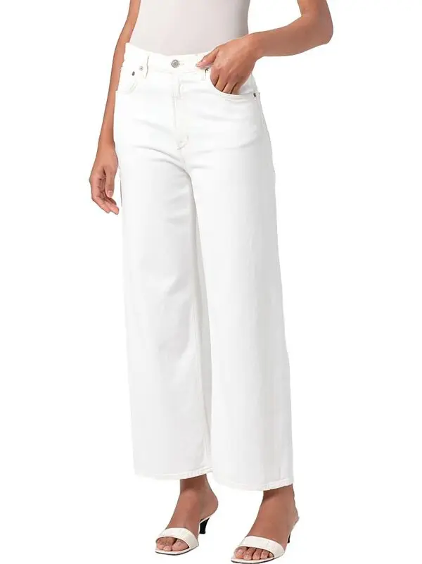 AGOLDE High-rise Wide-leg Jeans - White Wash