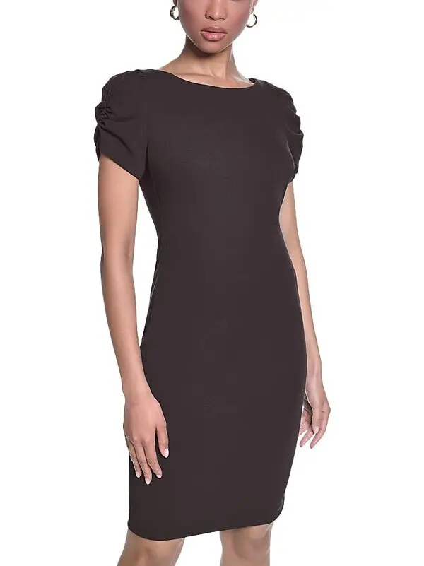 Karl Lagerfeld Paris Ruched Sleeve Sheath Dress - Espresso
