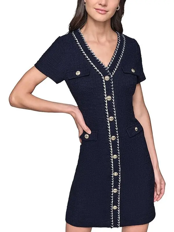 Karl Lagerfeld Paris Tweed Sheath Dress - Marine