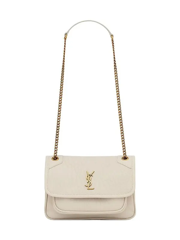 Saint Laurent Niki Shoulder Bag - Blanc Vintage Grained Lambskin/gold