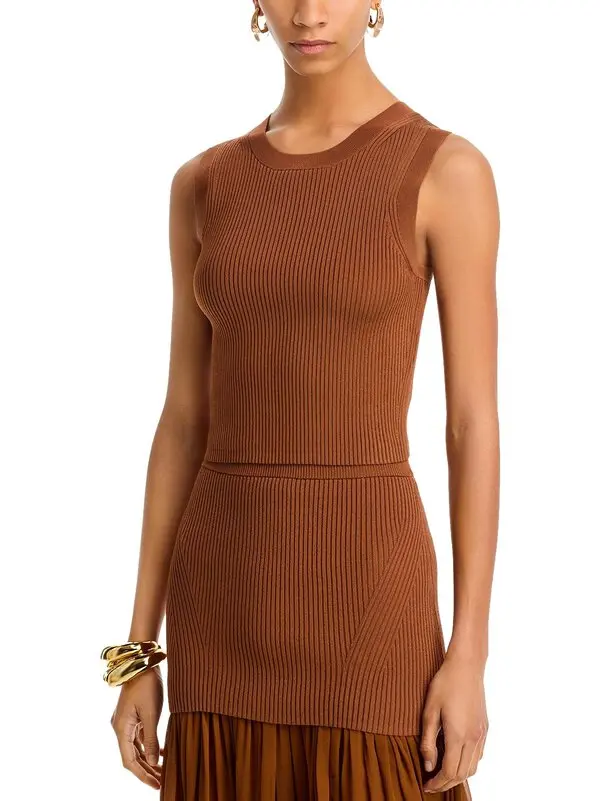A.L.C. Kayla Ribbed Tank Top - Light Chesnut