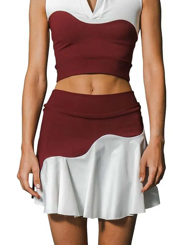 PORT DE BRAS Wave Skirt - Burgundy And Chantilly