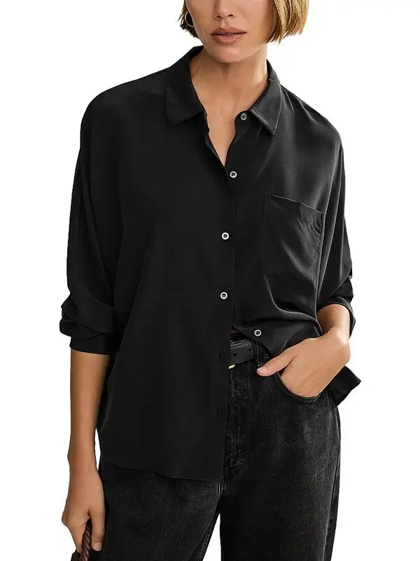 Jenni Kayne Silk Sloane Shirt - Black