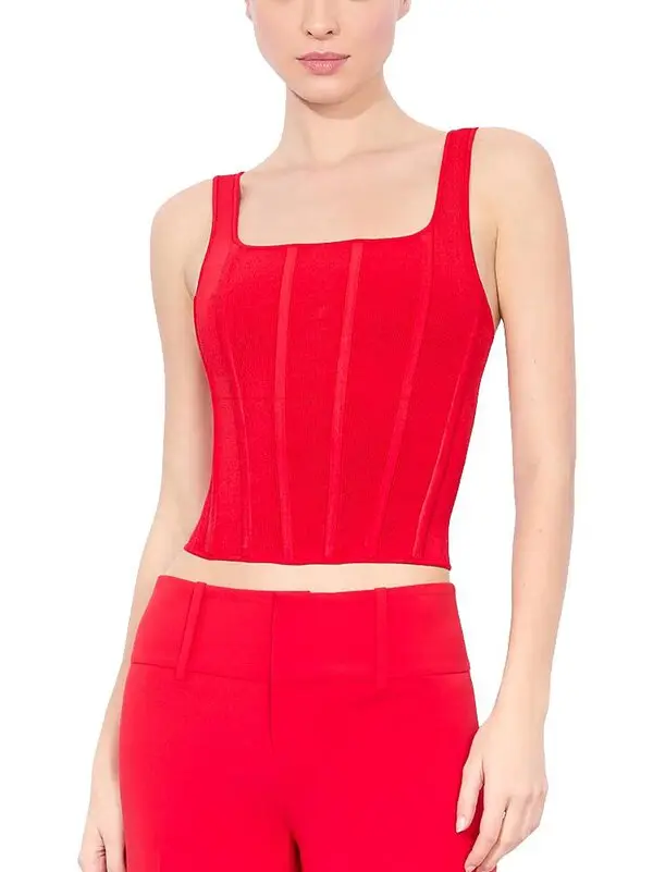 Alice + Olivia Sariah Corset Tank Top - Bright Ruby