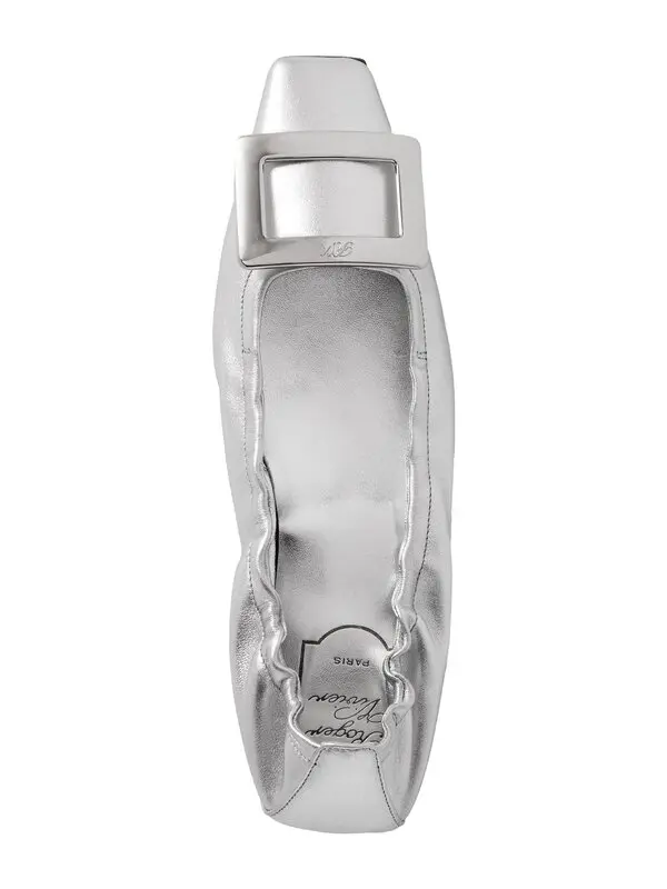 ROGER VIVIER Belle Vivier 25 Metallic Ballet Flats - Silver
