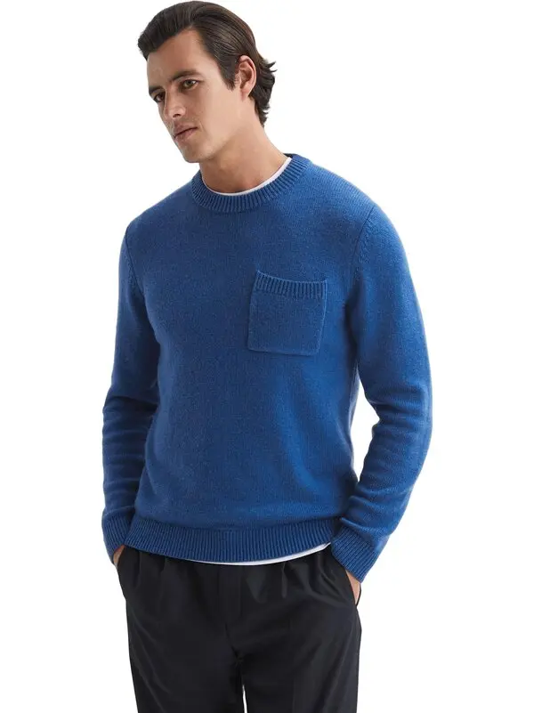 REISS Stratford Wool Blend Crew Neck Jumper - Bright Blue