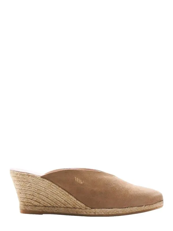 VISCATA Truja Suede Espadrille Wedge Mules - Camel
