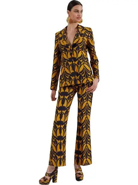 La DoubleJ Papyrus Print Bootcut Trousers - Papyrus Gold