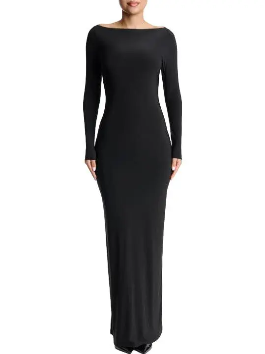 Naked Wardrobe Hourglass Mesh Back Maxi Dress - Black