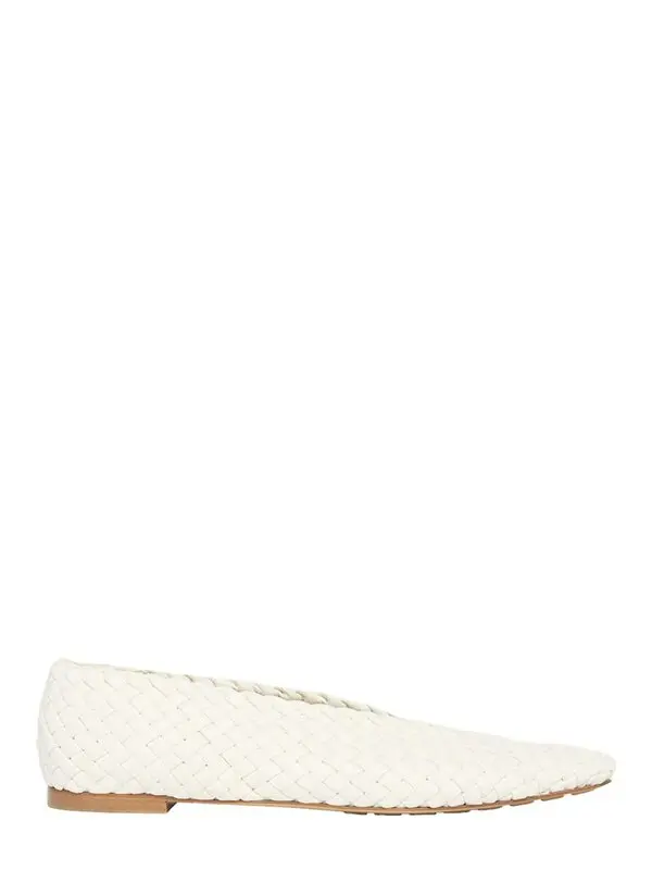 Bottega Veneta Mini Lido Intrecciato Ballerina Flats - White