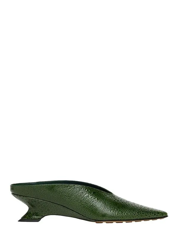 Bottega Veneta Frog-print Leather Kitten-heel Mules - Marsh