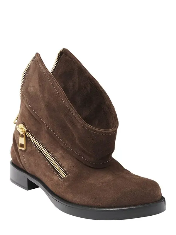JW Anderson Zip Suede Biker Booties - Brown