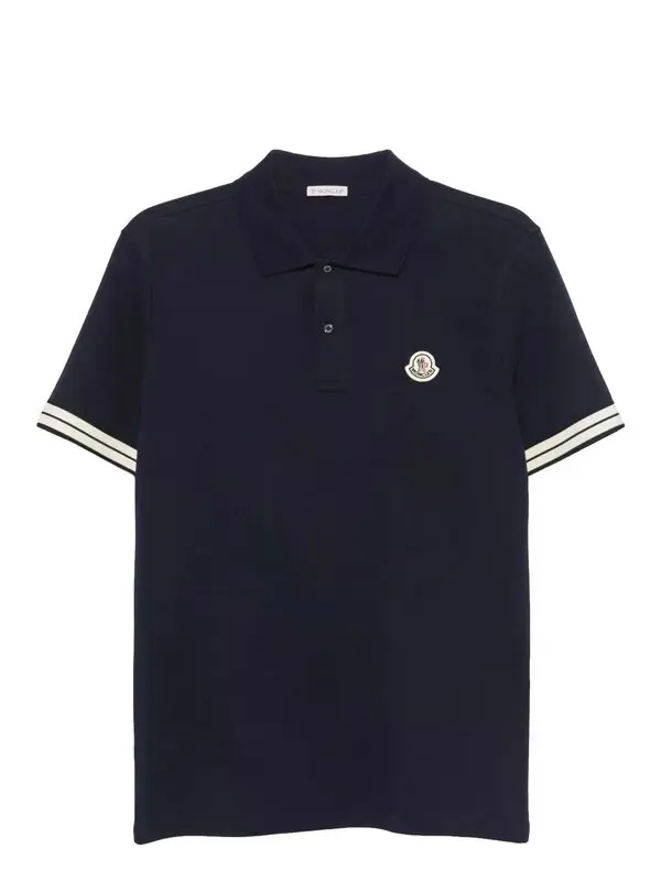Moncler Logo-patch Piqué Polo Shirt - Blue