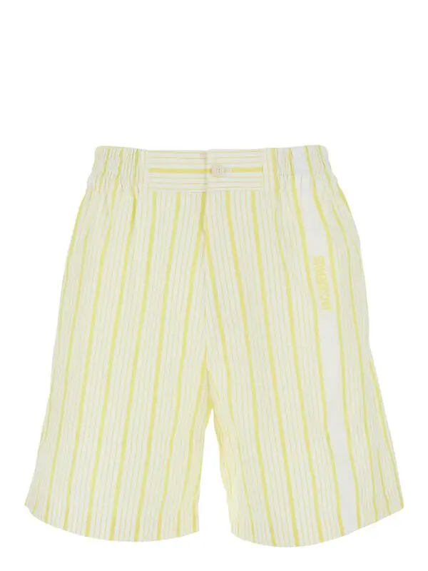 Jacquemus Le Short Aloe Striped Cotton Shorts - White