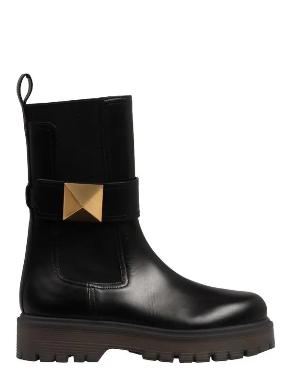Valentino Garavani One Stud Leather Chelsea Boots - Black