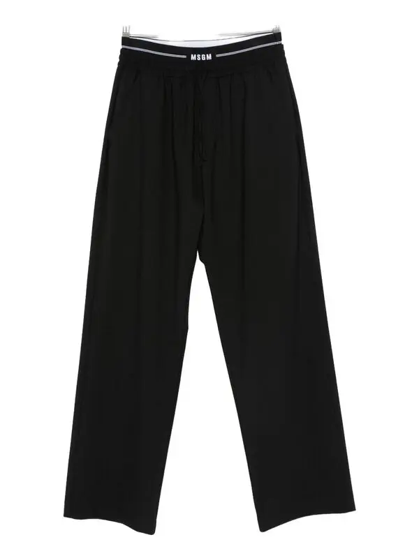 MSGM Wool Pants With Logo - Black