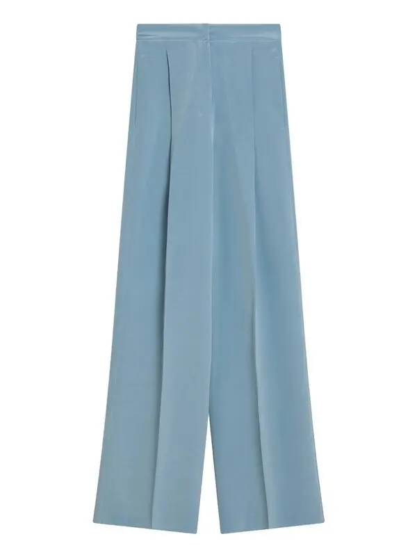Max Mara Wide Leg Silk Trousers - Light Blue